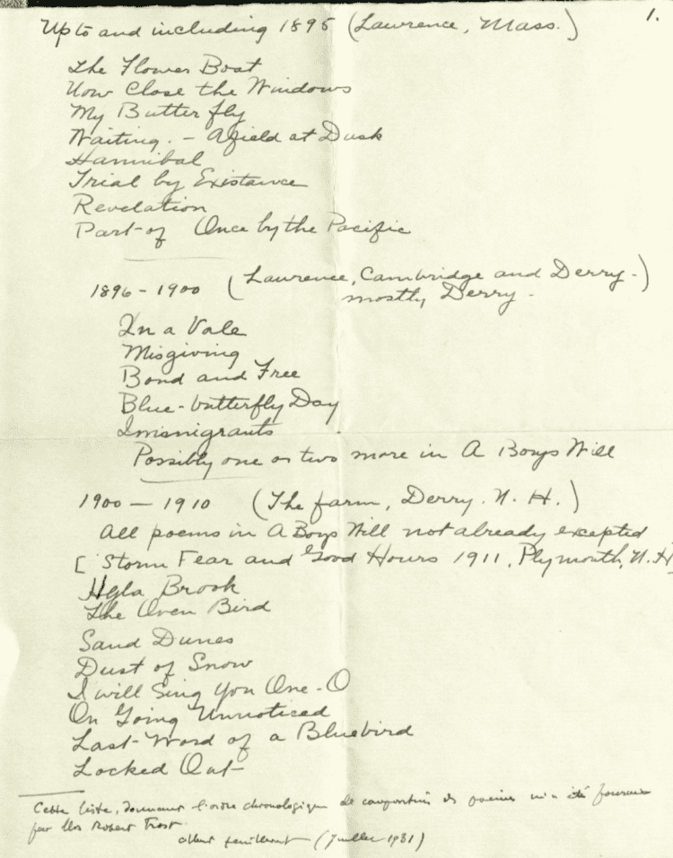 Frost’s Poetry Timeline - The Frost Place